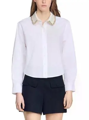 Sandro Beaded-collar Shirt - White