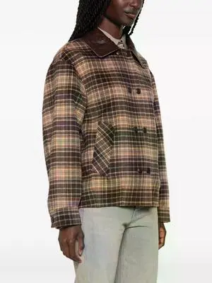 Sandro Checked Leather-collar Jacket