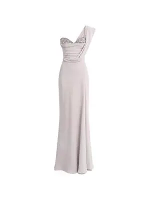 GEMY MAALOUF Crystal-embellished Draped Dress - Neutrals