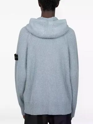 Stone Island Full Rib Cotton Bouclé Hooded Zip-up Jumper - Grey
