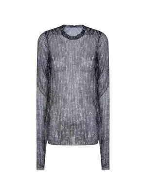 MARIA CALDERARA Sheer Graphic-print T-shirt - Black