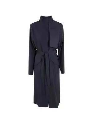 Rains Belted Hooded Coat - Blue