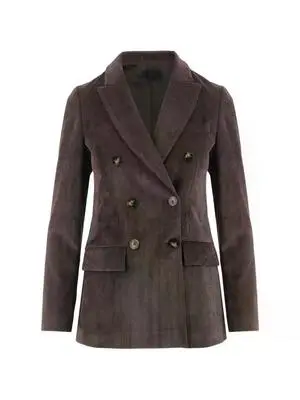 F.IT Double-breasted Corduroy Blazer - Brown