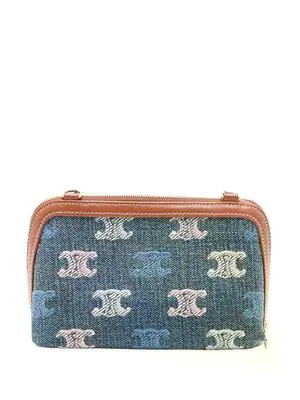 Celine Triomphe Denim Clutch On Chain Crossbody Bag