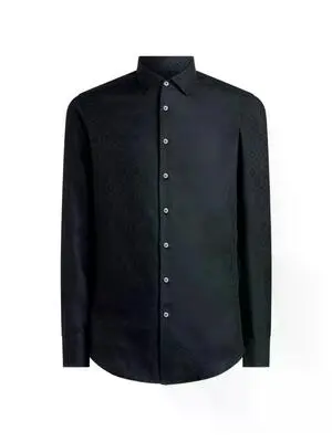Etro Jacquard Cotton Shirt With Medallion Pattern - Black