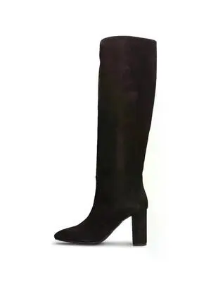 VIA ROMA 15 Suede Almond Toe Block Heel Boots