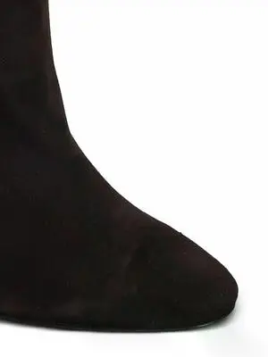 VIA ROMA 15 Suede Almond Toe Block Heel Boots