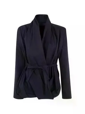 MARIA CALDERARA Belted Wrap Blouse - Blue