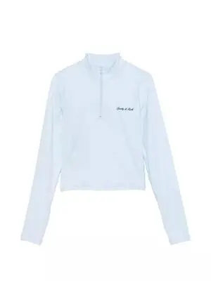 SPORTY & RICH Logo-print Quarter-zip Top