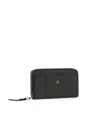 PIQUADRO Zip Around Leather Wallet - Black