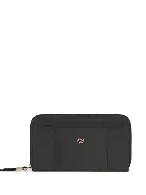 PIQUADRO Zip Around Leather Wallet - Black