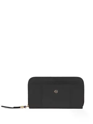 PIQUADRO Zip Around Leather Wallet - Black