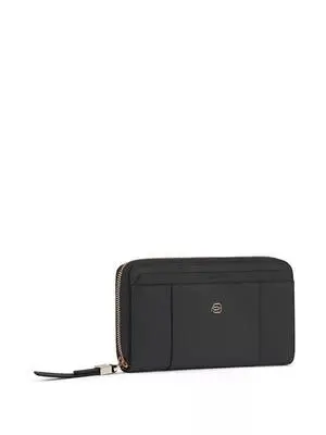 PIQUADRO Zip Around Leather Wallet - Black