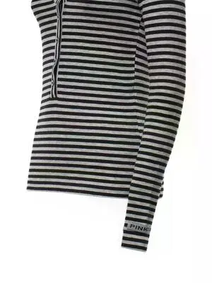 Pinko Striped Button-front Long-sleeve T-shirt