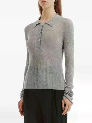 GANNI Crystal-embellished Ribbed-knit Top