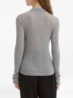 GANNI Crystal-embellished Ribbed-knit Top