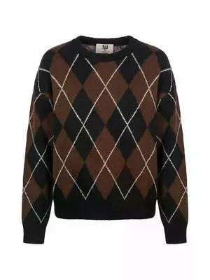 ANIYE BY Rebby Argyle-knit Sweater - Black