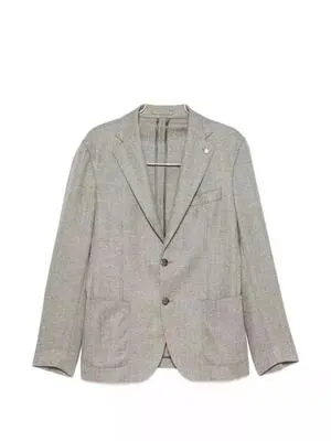 LUIGI BIANCHI Herringbone-pattern Single-breasted Blazer - Grey