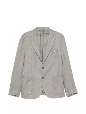 LUIGI BIANCHI Herringbone-pattern Single-breasted Blazer