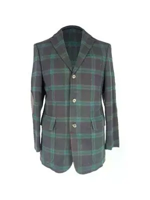 Ralph Lauren Wool Plaid Jacket With Leather Elbow Patches