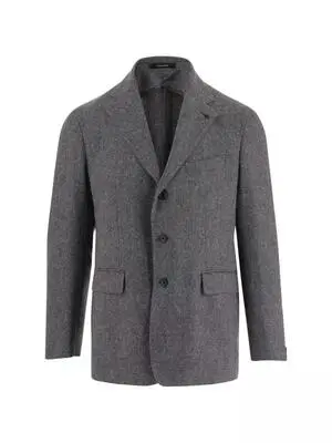 Tagliatore Herringbone Single-breasted Blazer - Grey