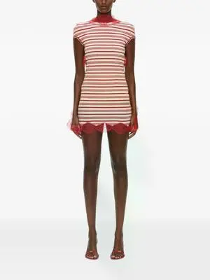 Christopher Esber Striped Lace-trim Mini Dress