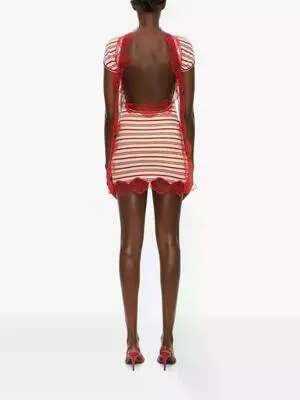 Christopher Esber Striped Lace-trim Mini Dress