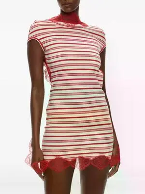 Christopher Esber Striped Lace-trim Mini Dress