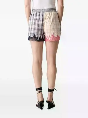 Andersson Bell Lace-trim Checked Shorts