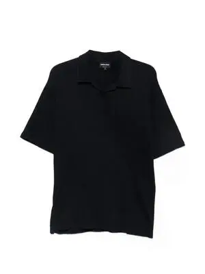 Giorgio Armani Ribbed-knit Polo Shirt - Blue