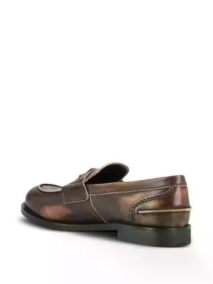Miu Miu Coin-detail Burnished-leather Loafers