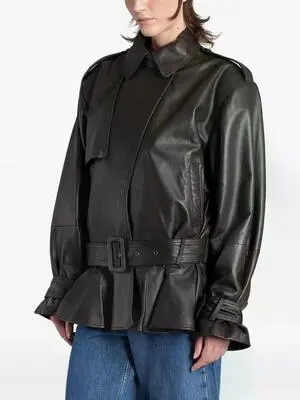 ROTATE BY BIRGER CHRISTENSEN Biker Leather Jacket Dark