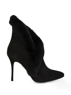Manolo Blahnik 2020s Nestanu Shearling-trim Ankle Boots - Black