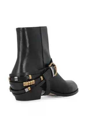 Pinko Buckle-detail Leather Ankle Boots
