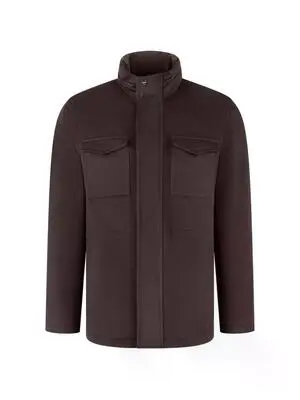 Herno High-neck Pocket-detail Jacket - Brown