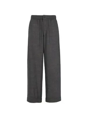 Giorgio Armani Elasticated-waistband Wide-leg Trousers - Grey