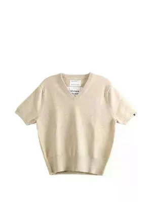 Extreme Cashmere N°490 Martina Short-sleeve V-neck Sweater - Neutrals