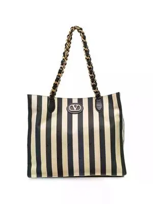 Valentino Garavani Vlogo Signature Striped Shoulder Bag - Black
