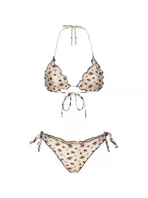 ME FUI Floral-print Ruffled Bikini