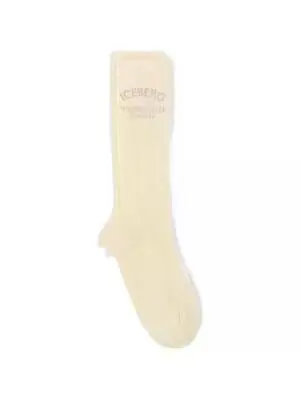 Iceberg Logo-intarsia Ribbed Socks - Neutrals