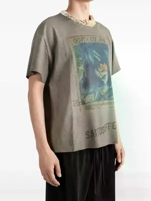 SAITOS See Jane Graphic-print Distressed-neck T-shirt
