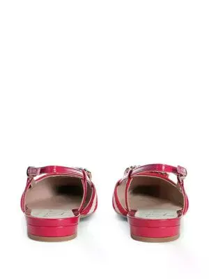 Roberto Festa Mimma Striped Slingback Flat Pumps With Rhinestone Embellishment