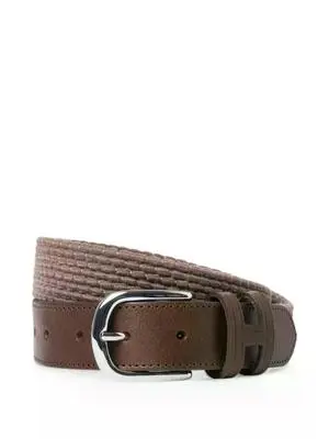 HACKETT LONDON Braided Leather-trim Belt - Neutrals