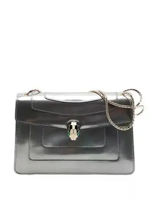 BVLGARI 2010-2026 Medium Patent Serpenti Forever Shoulder Bag - Silver