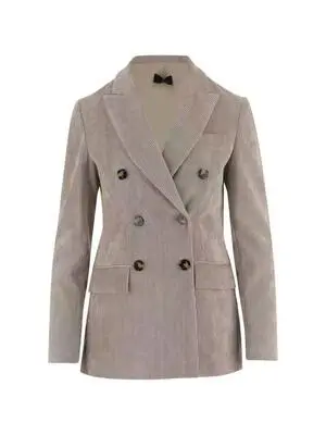 F.IT Double-breasted Corduroy Blazer - Neutrals