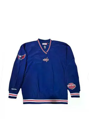 Mitchell & Ness Embroidered Logo V-neck Sweatshirt - Blue