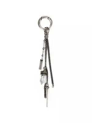 ANN DEMEULEMEESTER Tone Curb-link Keyring With Engraved Logo Tag And Spike Pendant - Silver
