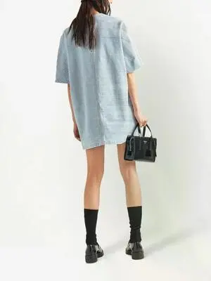 Prada Striped Short-sleeve Denim Dress