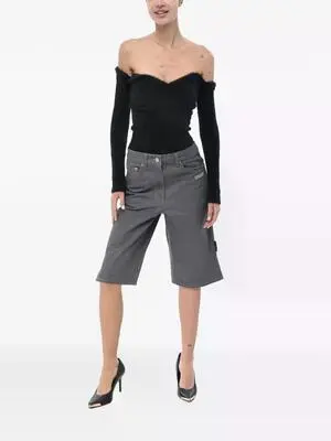 Off-White Fuzzy Sweetheart-neckline Sweater