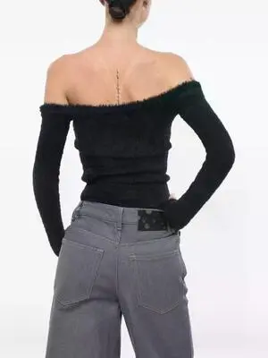 Off-White Fuzzy Sweetheart-neckline Sweater